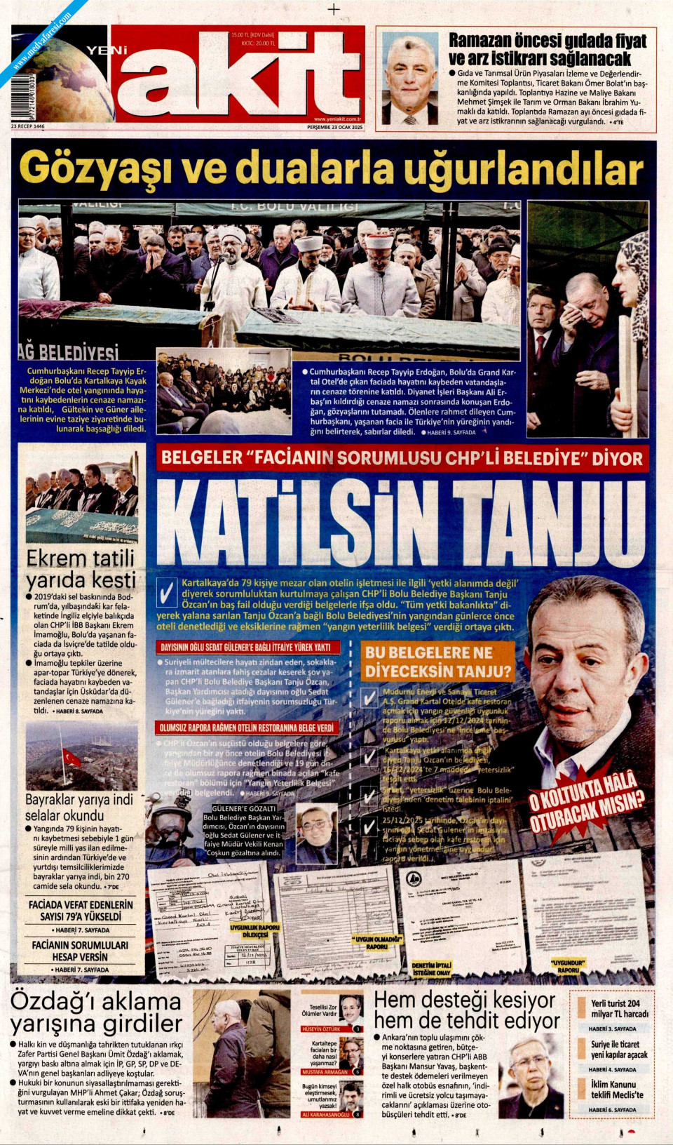 Yeni Akit Gazetesi - 23 Ocak 2025 Perşembe